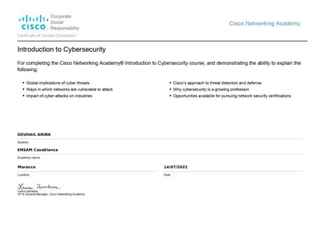 Souhail Aniba On Linkedin Cisco Certification Cybersecurity Cisconetworkingacademy