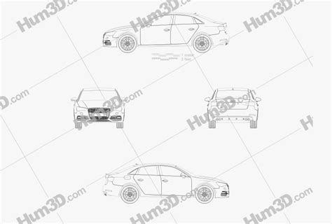 Audi S Sedán Blueprint DModels