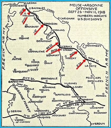 This Map Shows The Battle Lines Of The Meuse Argonne Offensive During