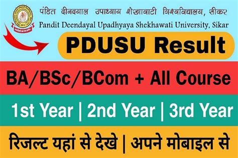 PDUSU Result 2024 Shekhawati University BA BSc BCom Result