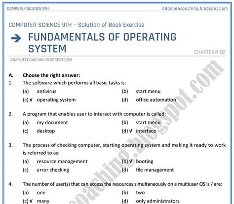Adamjee Coaching Fundamentals Of Operating System Solution Of Book Exercise Computer