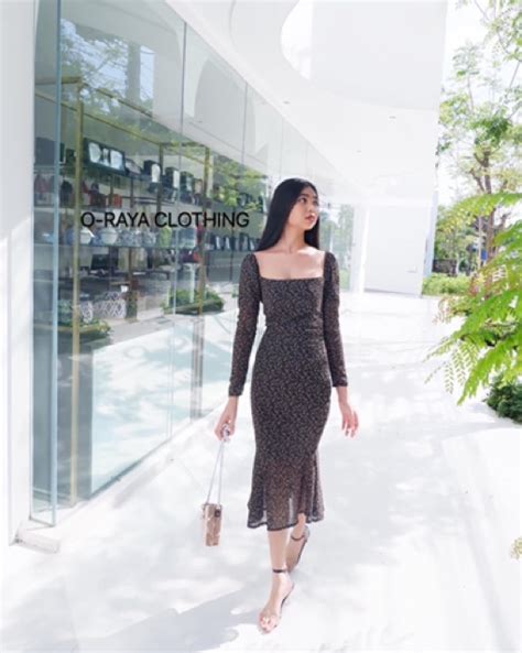 มีบริการชำระเงินปลายทาง เดรสหางปลาลายดอก แขนยาว Orayabrand Thaipick
