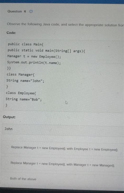 Observe The Following Java Code And Select Studyx