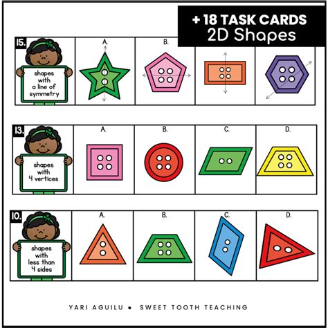 2d and 3d shape attributes activities clip cards