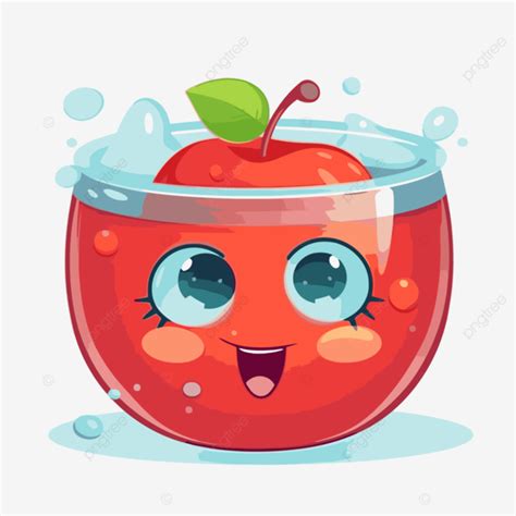 Bobbing For Apple Vector Sticker Clipart Cartoon Red Fruit With Big