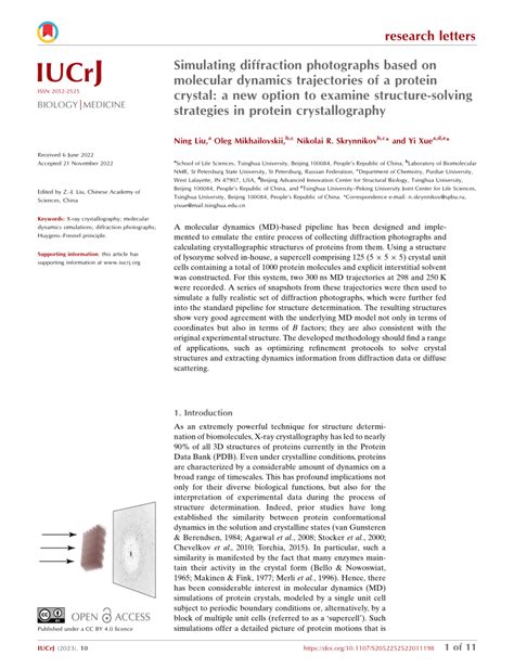 Pdf Simulating Diffraction Photographs Based On Molecular Dynamics