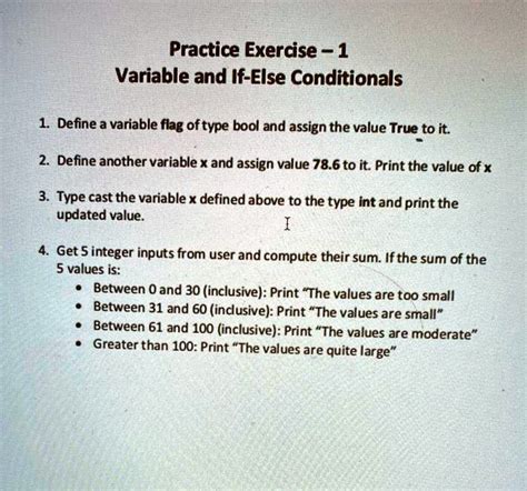 Solved Practice Exercise 1 Variables And If Else Conditionals 1