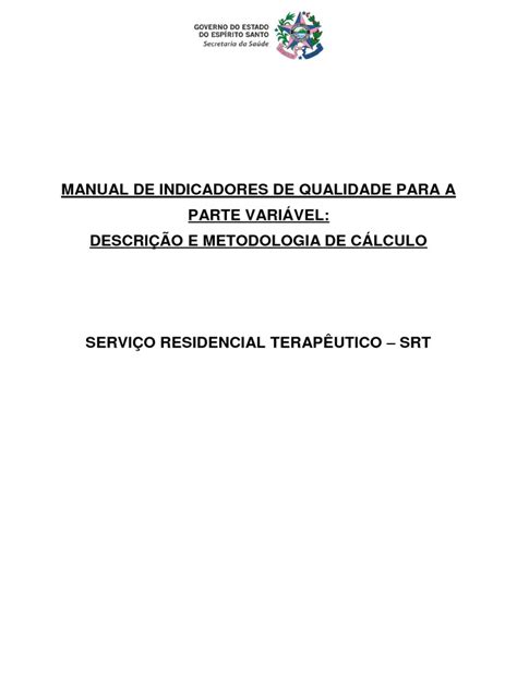 Manual De Ndicadores De Qualidade Srt Pdf Desenvolvimento