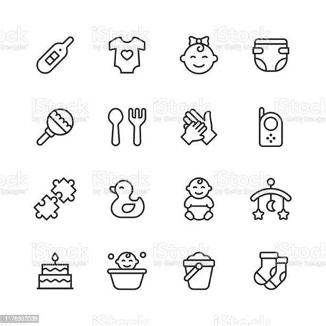 베이비 라인 아이콘입니다 편집 가능한 스트로크입니다 픽셀 완벽한 모바일 및 웹용 아기 유모차 임신 우유 출산 젖꼭지 육아와 같은