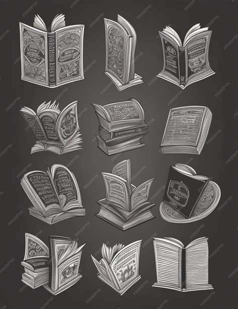 Premium Ai Image Hand Drawn Books Doodle Set Black Color Sketch Line