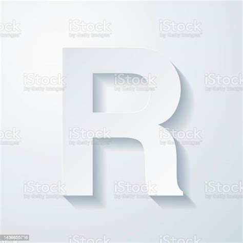 문자 R 빈 배경에 종이 컷 효과가 있는 아이콘 3차원 형태에 대한 스톡 벡터 아트 및 기타 이미지 3차원 형태 개념