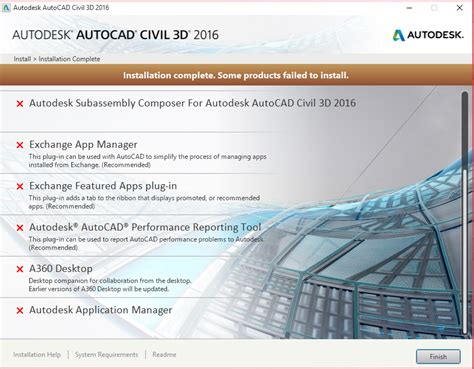 solved failed installation civil 3d 2016 autodesk community