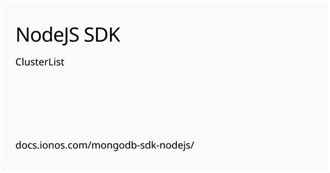 ClusterList NodeJS SDK
