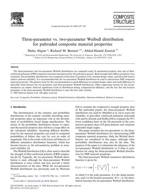 Pdf Three Parameter Vs Two Parameter Weibull Distribution For Pultruded Composite Material