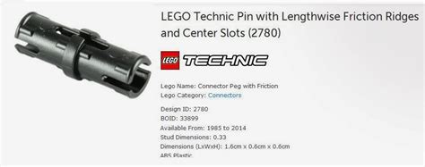 Lego 2780 Technic CONNECTOR PEG Pin W Lengthwise Friction Ridges Center Slots EBay