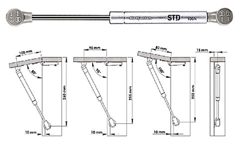Std Piston Dolap Kapak Amortisörü Gazlı Kapak Pistonu 100n