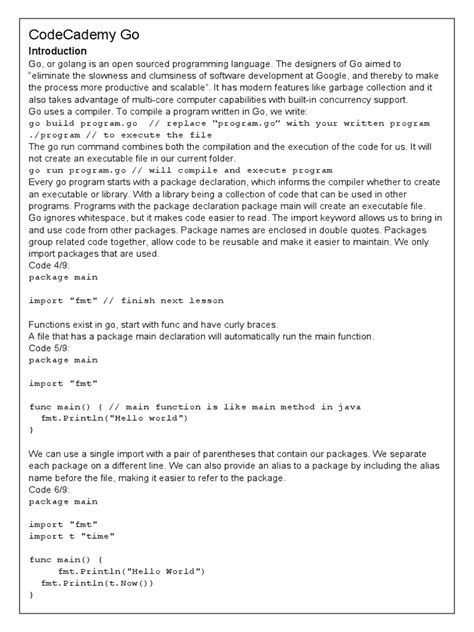 Codecademy Go Pdf Pointer Computer Programming Data Type