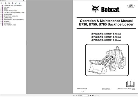 Bobcat Backhoe Loader B730 B750 B780 Operation And Maintenance Manual