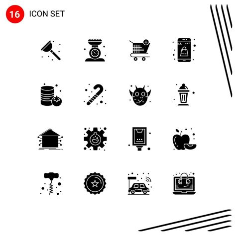 User Interface Pack Of 16 Basic Solid Glyphs Of Canned Shopping Scale Plain Shopping Editable
