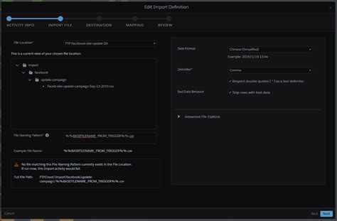 Marketing Cloud File Naming Pattern Within Import On Seconds