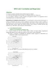 Lab CorrelationRegression ONLINE Doc SPSS Lab Correlation And Regression Objectives To