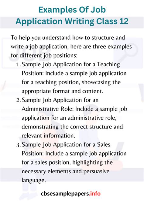 Job Application Writing Class 12 Format Topics Examples Exercises
