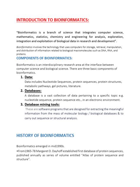 Introduction To Bioinformatics Pdf Wellness Science And Mathematics
