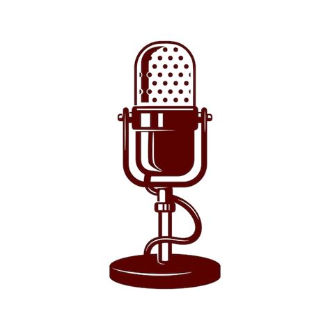 Ilustración de micrófono sobre fondo blanco elemento de diseño de logotipo etiqueta emblema