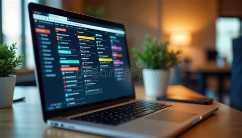 Laptop Screen Displays Digital Kanban Board For Software Project