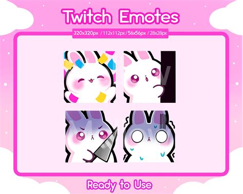 Kawaii Bunny Twitch Emotes Discord Youtube Digital Download Etsy