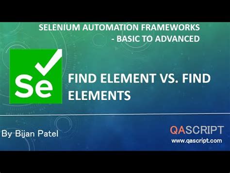 Selenium Automation Framework Tutorial FindElement Vs FindElements YouTube