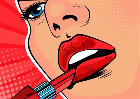 Premium Girl Paints Her Lips With Red Lipstick Illustration Download In