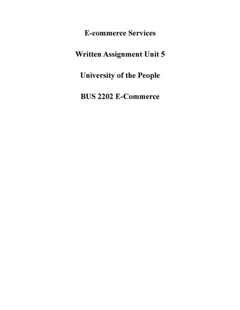 Bus 2202 Written Assignment Unit 5 E Commerce Services Written