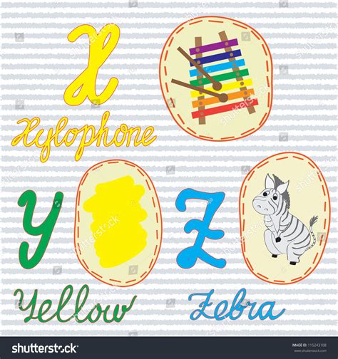 English Alphabet Letters Xyz Applique Pictures Vector De Stock Libre
