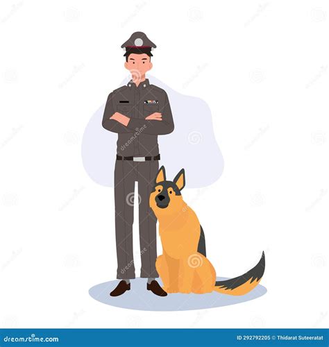 Thai Police Officer And Canine Companion Thai Police Officer And