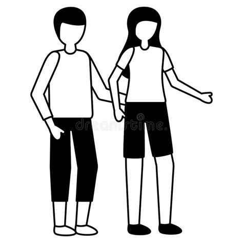 Standing Man And Woman Casual Clothes Stock Illustration Illustration