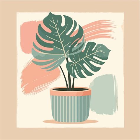 Premium Vector Illustration Aesthetic Monstera Silhouette Sunrise