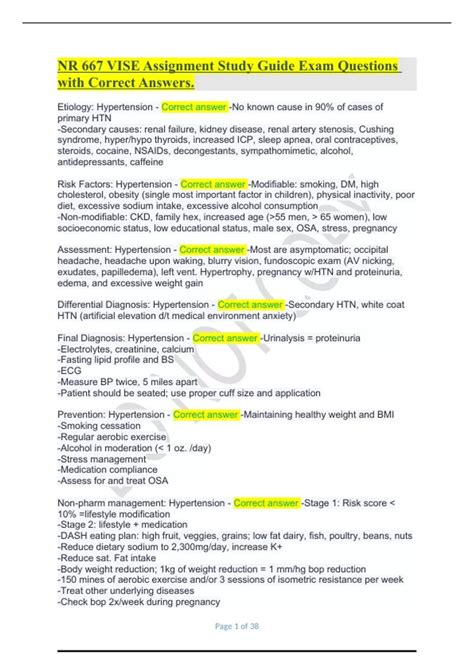 NR 667 VISE Assignment Study Guide Exam Questions With Correct Answers