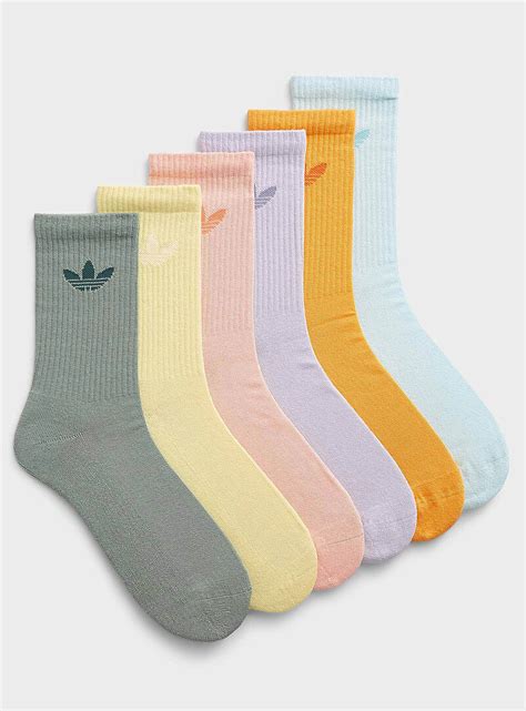 Colourful Trefoil Logo Socks 6 Pack Adidas Shop Womens Socks