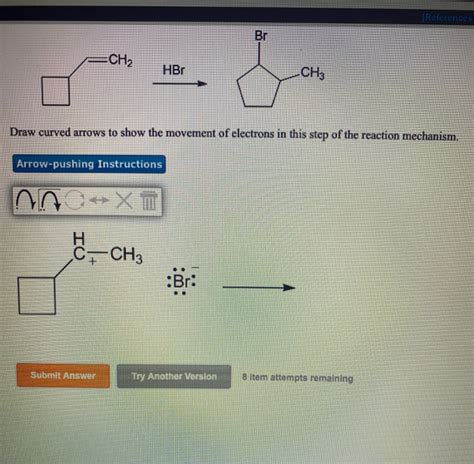 Solved TReferences Br =CH₂ HBr CH3 Draw curved arrows to | Chegg.com