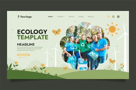 Premium Vector Flat Design Ecology Concept Landing Page Template