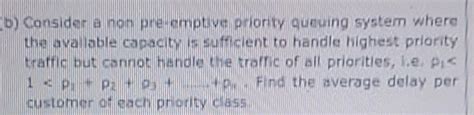 B Consider A Non Pre Emptive Prianty Queuing System