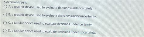 Solved A Decision Tree Isa ﻿a Graphic Device Used To