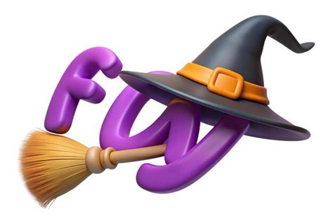 3d Witchs Broom And Hat With Fly Text Concept As An Isolated Vector