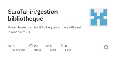 GitHub SaraTahiri Gestion Bibliotheque Projet De Gestion De