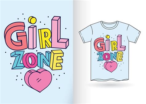 Girl Zone Cartoon Style Typography For T Shirteps 5230934 Vector Art