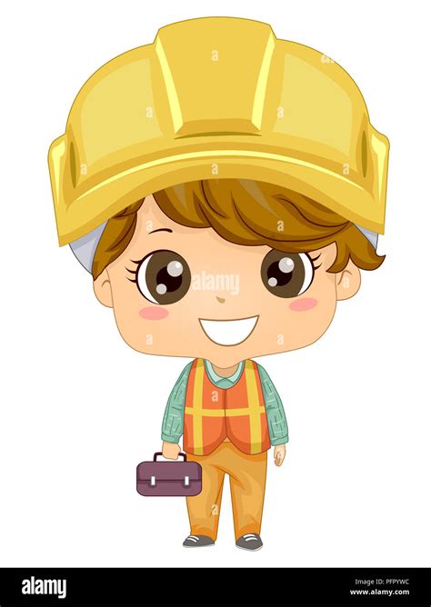Yellow Safety Helmet Cartoon Illustration High Resolution Stock