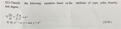 Solved Q Classify The Following Equations Based On The Chegg
