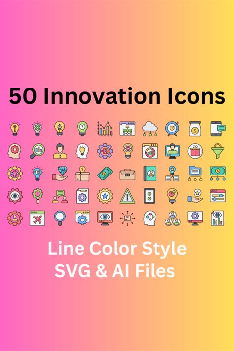 Innovation Icon Set 50 Line Color Icons Svg And Ai Files Masterbundles