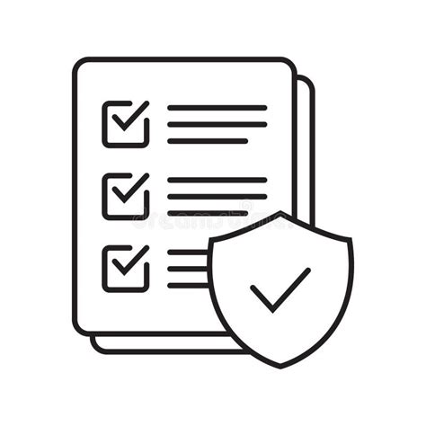 Checklist And Shield Line Icon Insurance Policy Concept Data Document